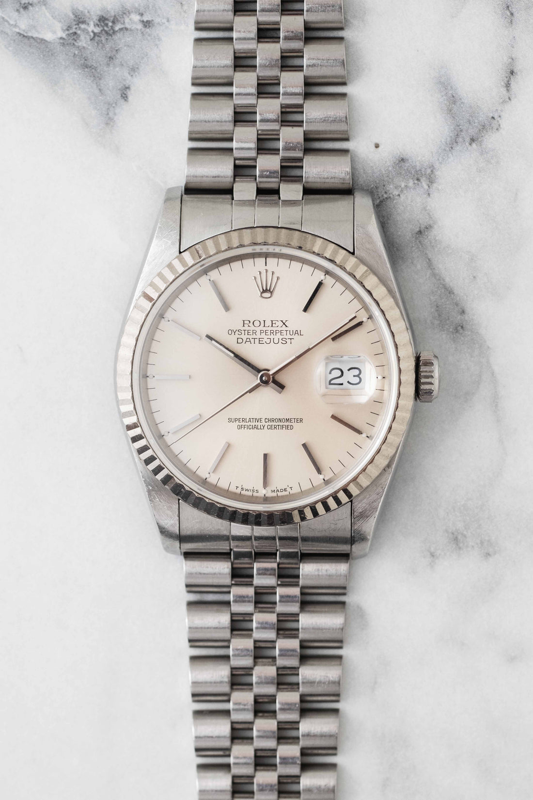 Rolex Datejust Ref. 16234 'Silver Stick' Dial 1991 w/ Papers | Vintage & Pre-Owned Luxury ...