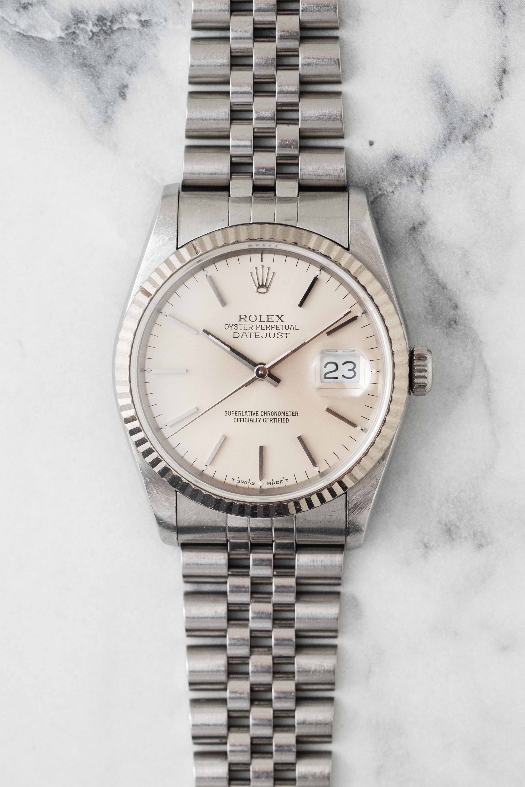Rolex Datejust Ref. 16234 'Silver Stick' Dial 1991 w/ Papers | Vintage ...